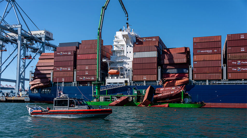 Long Beach begins container clean up after stack collapse :: Lloyd's List